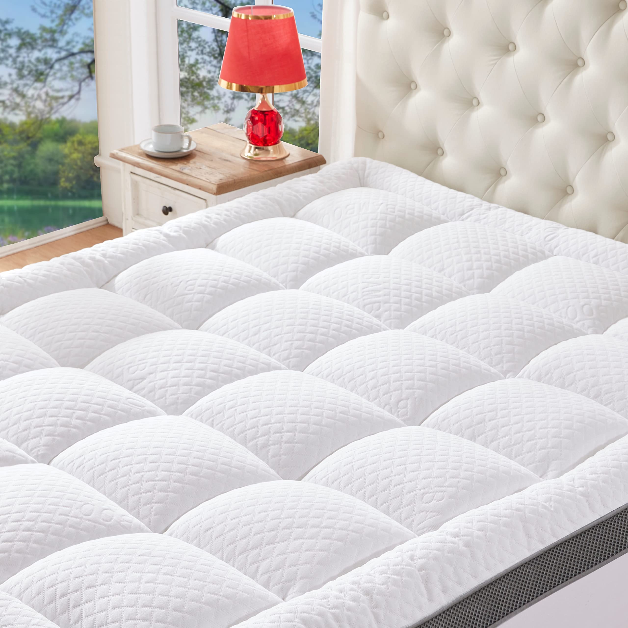 Ichrysania Queen Mattress Toppers Thick Pillowtop Mattress Toppers Queen Mattress Pad Cover Viscose Top with 8-21 Inch Deep Pocket