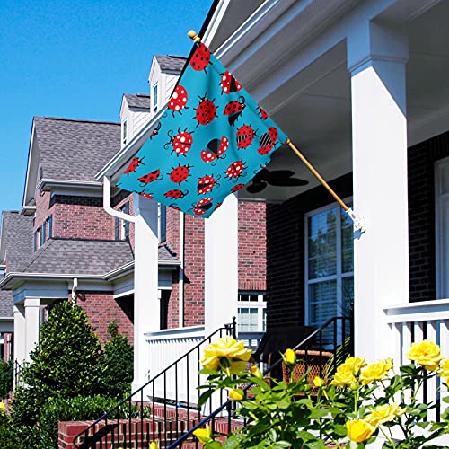 Welcome Yard Flag Vertical Seasonal Garden Flag Cute Ladybug Red Black Carapace Insect Dense Animal Blue Waterproof Double Sided Flag for Indoor Outdoor Courtyard Decoration