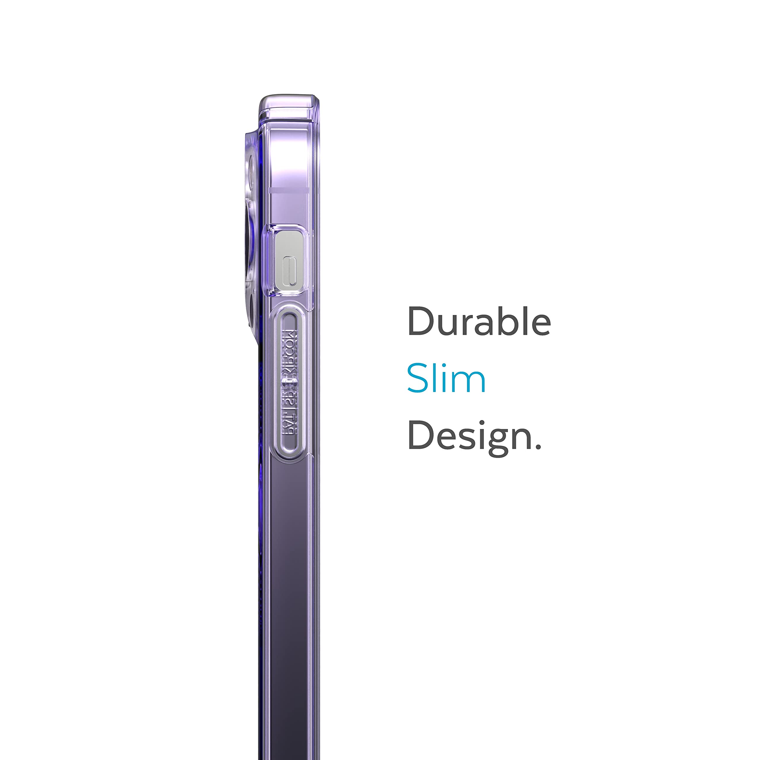 Speck Clear iPhone 14 Pro Max Case - Slim, Built for MagSafe, Scratch Resistant & Drop Protection Clear Phone Case - Anti-Yellowing - 6.7" iPhone 14 Pro Max Case - Amethyst Purple GemShell