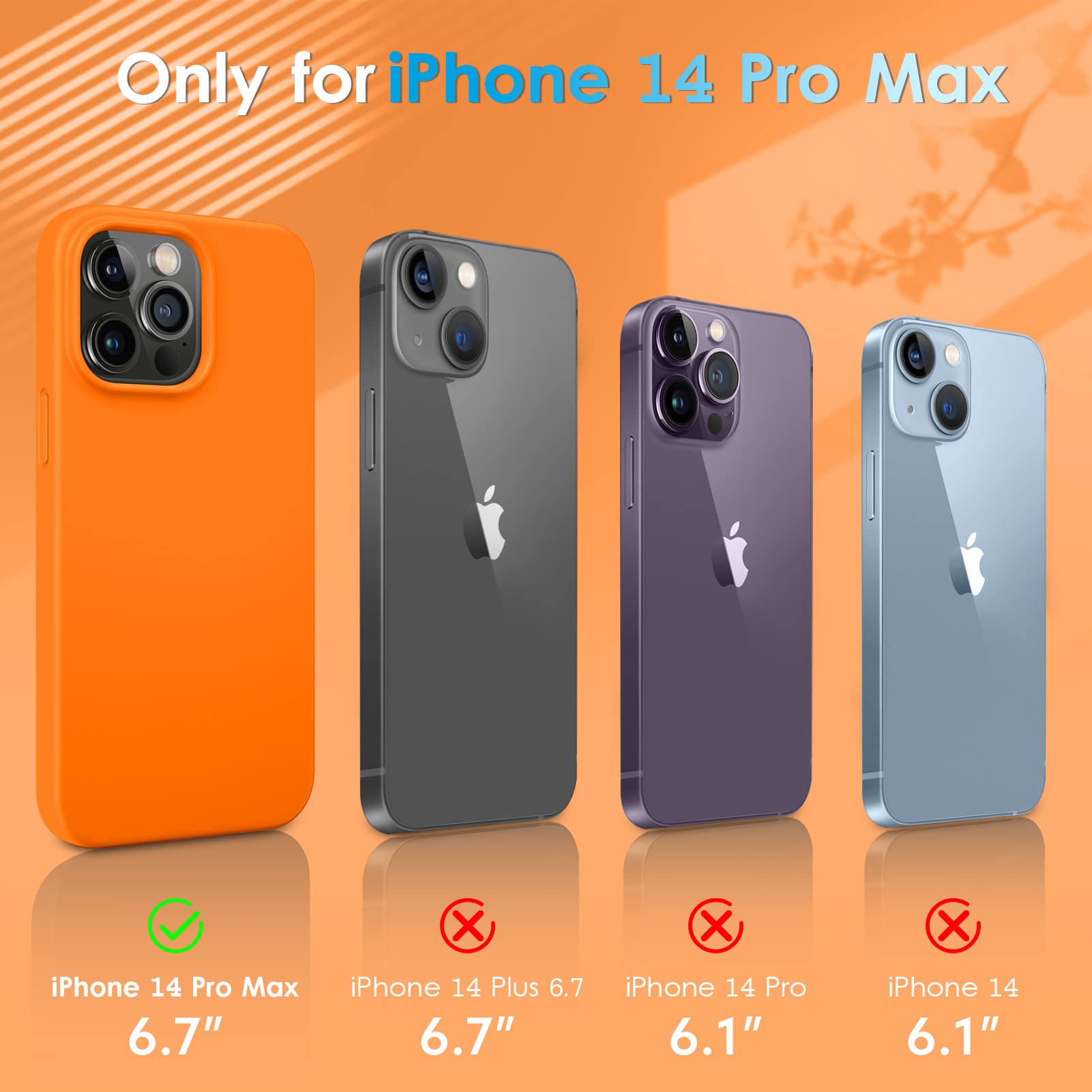DTTO Compatible with iPhone 14 Pro Max Case, Ultra Slim Soft Premium Liquid Silicone [Military Grade Drop Protection] Full-Body Protective Bumper Phone Case for iPhone 14 Pro Max 6.7"(2022)- Orange