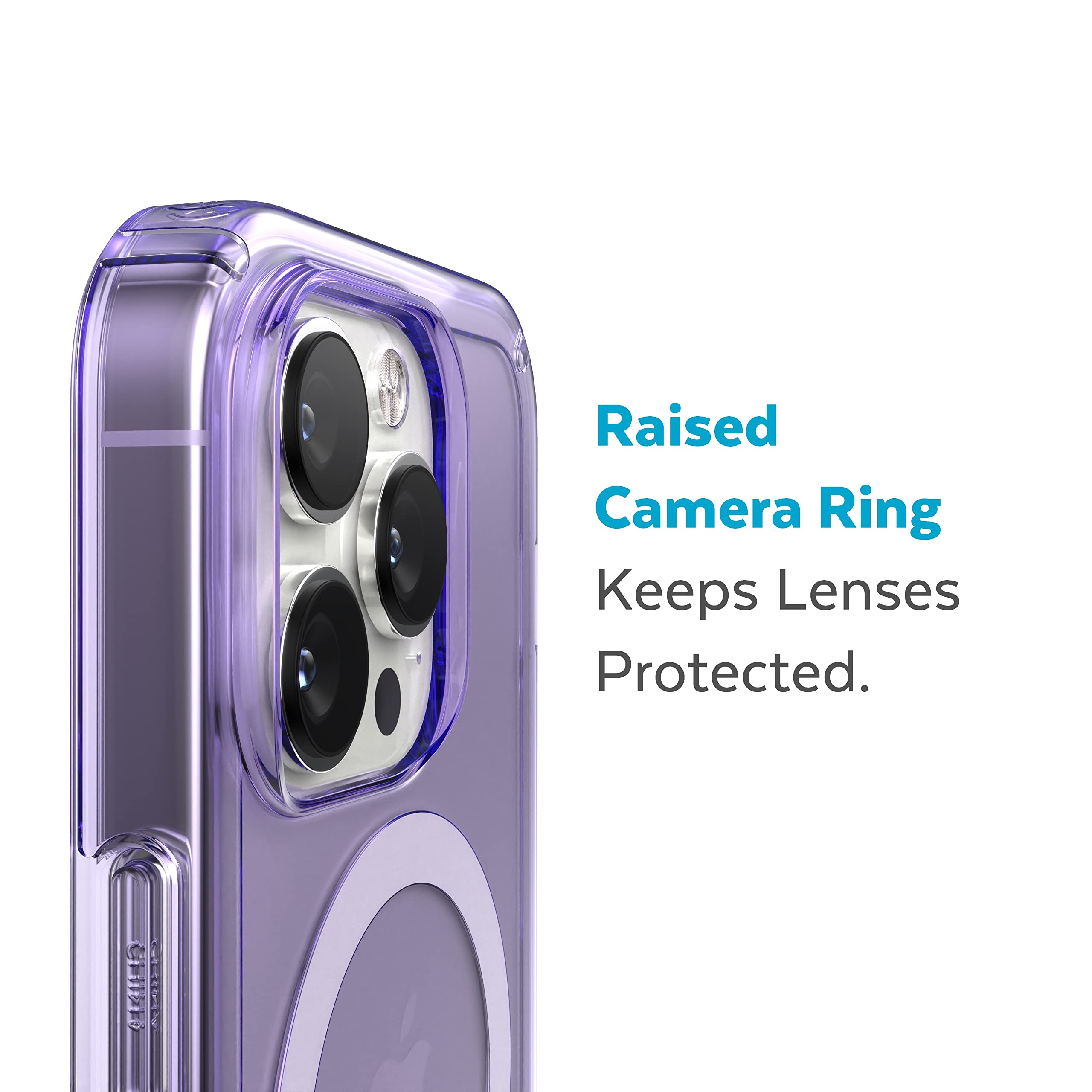 Speck Clear iPhone 14 Pro Max Case - Slim, Built for MagSafe, Scratch Resistant & Drop Protection Clear Phone Case - Anti-Yellowing - 6.7" iPhone 14 Pro Max Case - Amethyst Purple GemShell