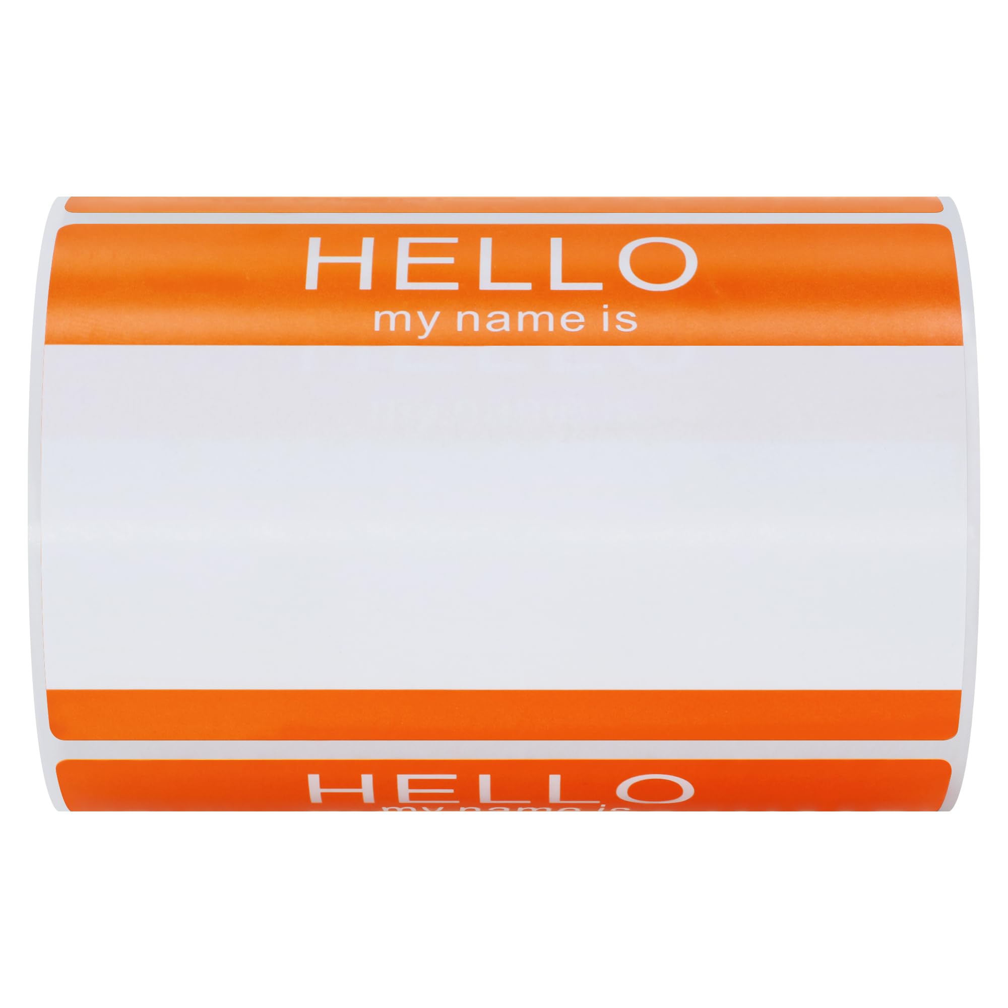 Hycodest Hello My Name is, Sticker Writing Stickers Easy Peel and Stick Badges Sensitive Name Tag 3.5"x2.35", 200 Pcs (Orange)