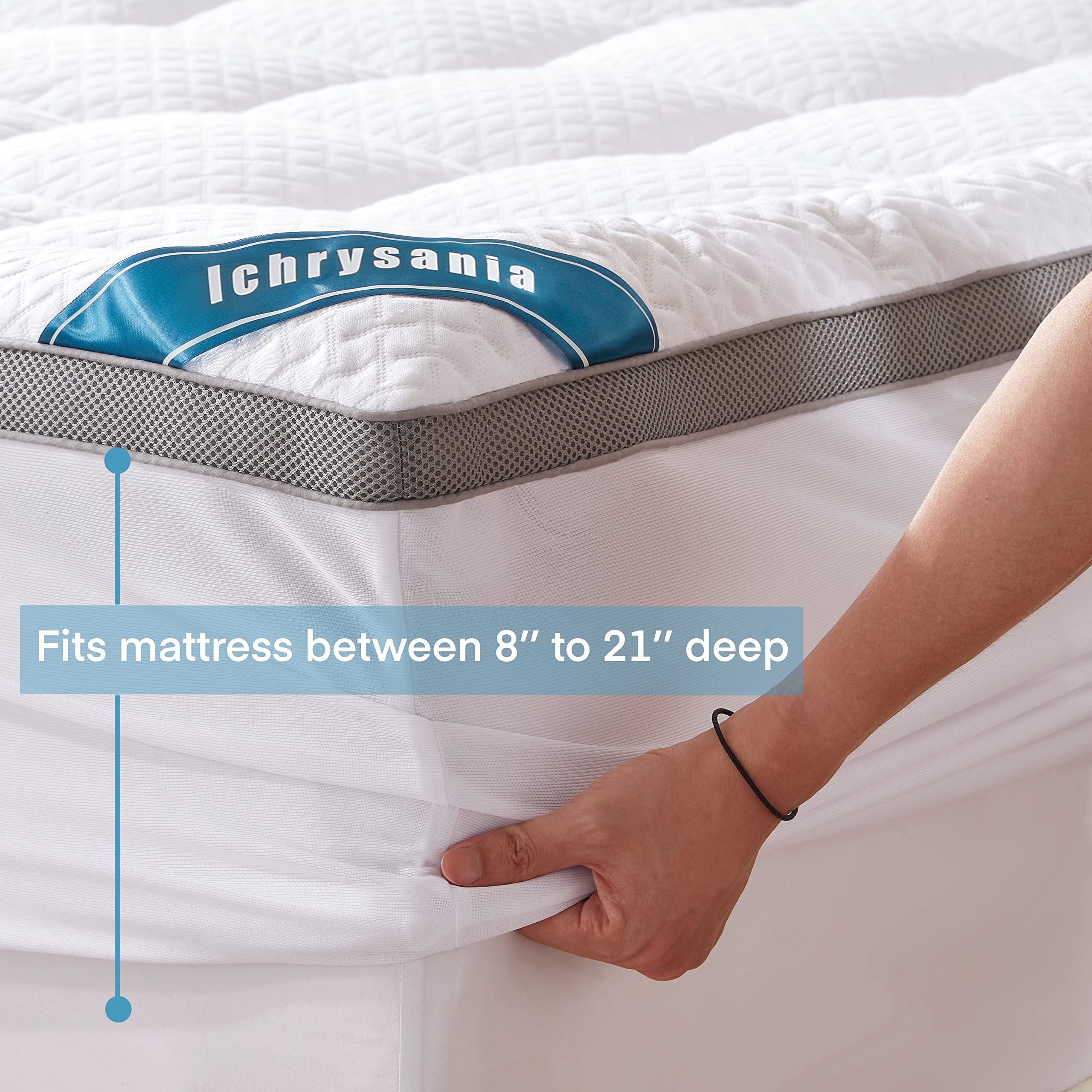 Ichrysania Queen Mattress Toppers Thick Pillowtop Mattress Toppers Queen Mattress Pad Cover Viscose Top with 8-21 Inch Deep Pocket