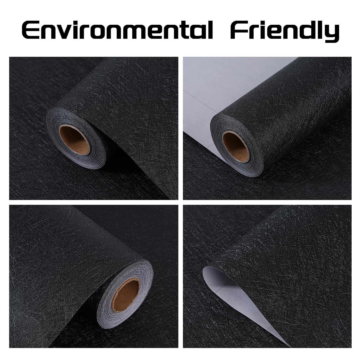LOVADA Peel and Stick Wallpaper Black Silk Wall Paper - 15.7 x 300 Inch Self Adhesive Wallpaper Peel and Stick, Easy to Paste Wall Contact Paper for Stand Liner, Table and Door Makeover Decor