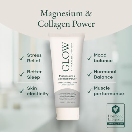 Glow Botanica - Magnesium Lotion with Collagen - Magnesium Cream - Bedtime Routine Sleep Lotion - The Highest Concentration of Genuine Zechstein Magnesium Chloride - 5.3Oz