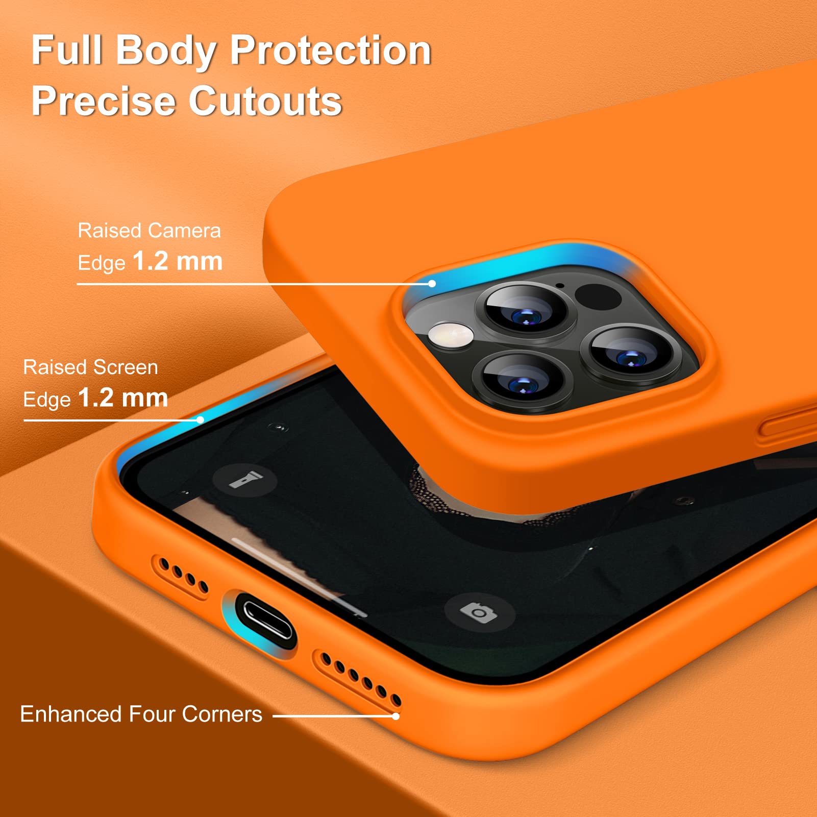 DTTO Compatible with iPhone 14 Pro Max Case, Ultra Slim Soft Premium Liquid Silicone [Military Grade Drop Protection] Full-Body Protective Bumper Phone Case for iPhone 14 Pro Max 6.7"(2022)- Orange