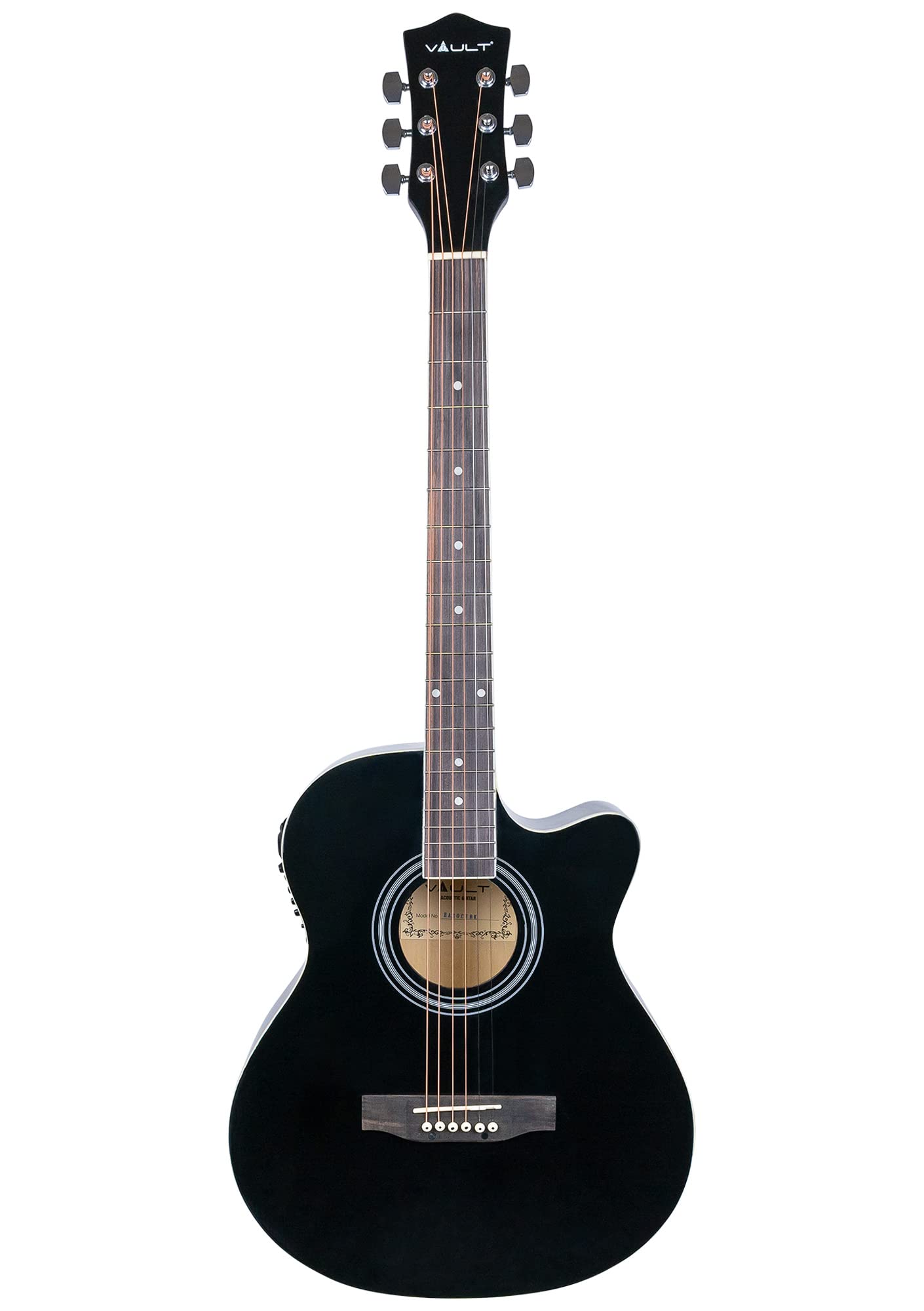 Vault EA-20CE Cutaway Acoustic-Electric Guitar - Black Bundle with Gig Bag, Tuner, Strap, Strings, Instrument Cable, Picks, Austin Bazaar Instructional DVD, and Polishing Cloth