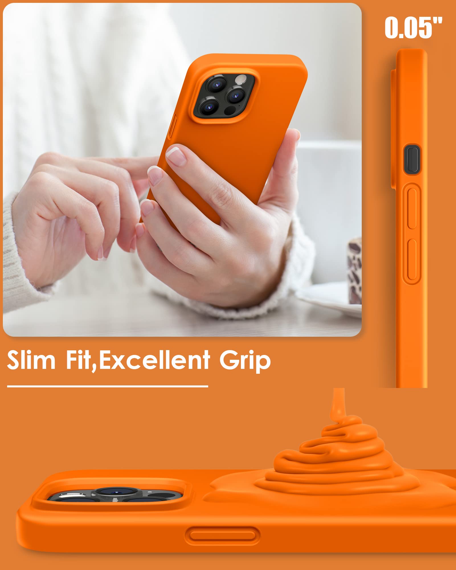 DTTO Compatible with iPhone 14 Pro Max Case, Ultra Slim Soft Premium Liquid Silicone [Military Grade Drop Protection] Full-Body Protective Bumper Phone Case for iPhone 14 Pro Max 6.7"(2022)- Orange
