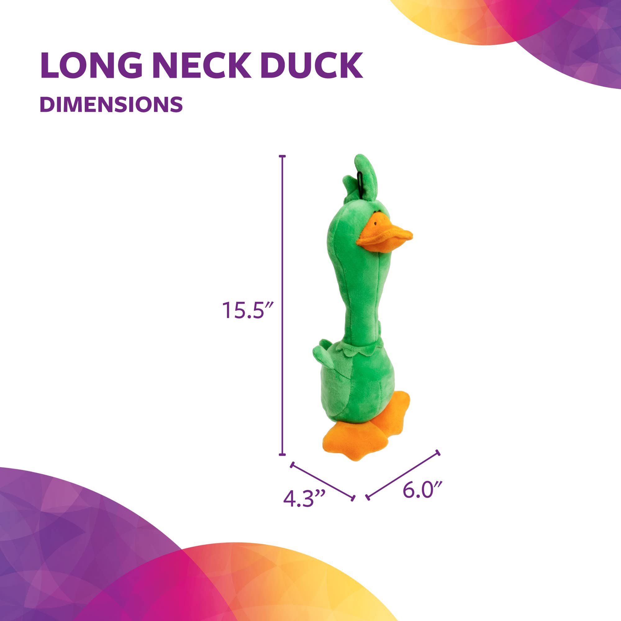 TrustyPup Tough 'N Fun Long Neck Duck Squeaky Plush Dog Toy, Chew Guard Technology - Green, Large
