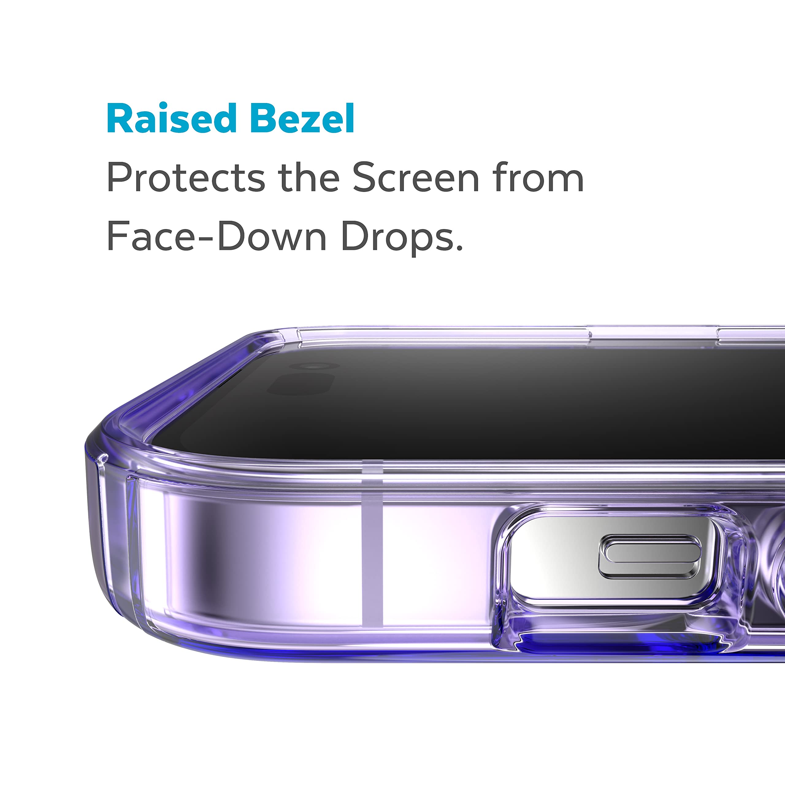 Speck Clear iPhone 14 Pro Max Case - Slim, Built for MagSafe, Scratch Resistant & Drop Protection Clear Phone Case - Anti-Yellowing - 6.7" iPhone 14 Pro Max Case - Amethyst Purple GemShell