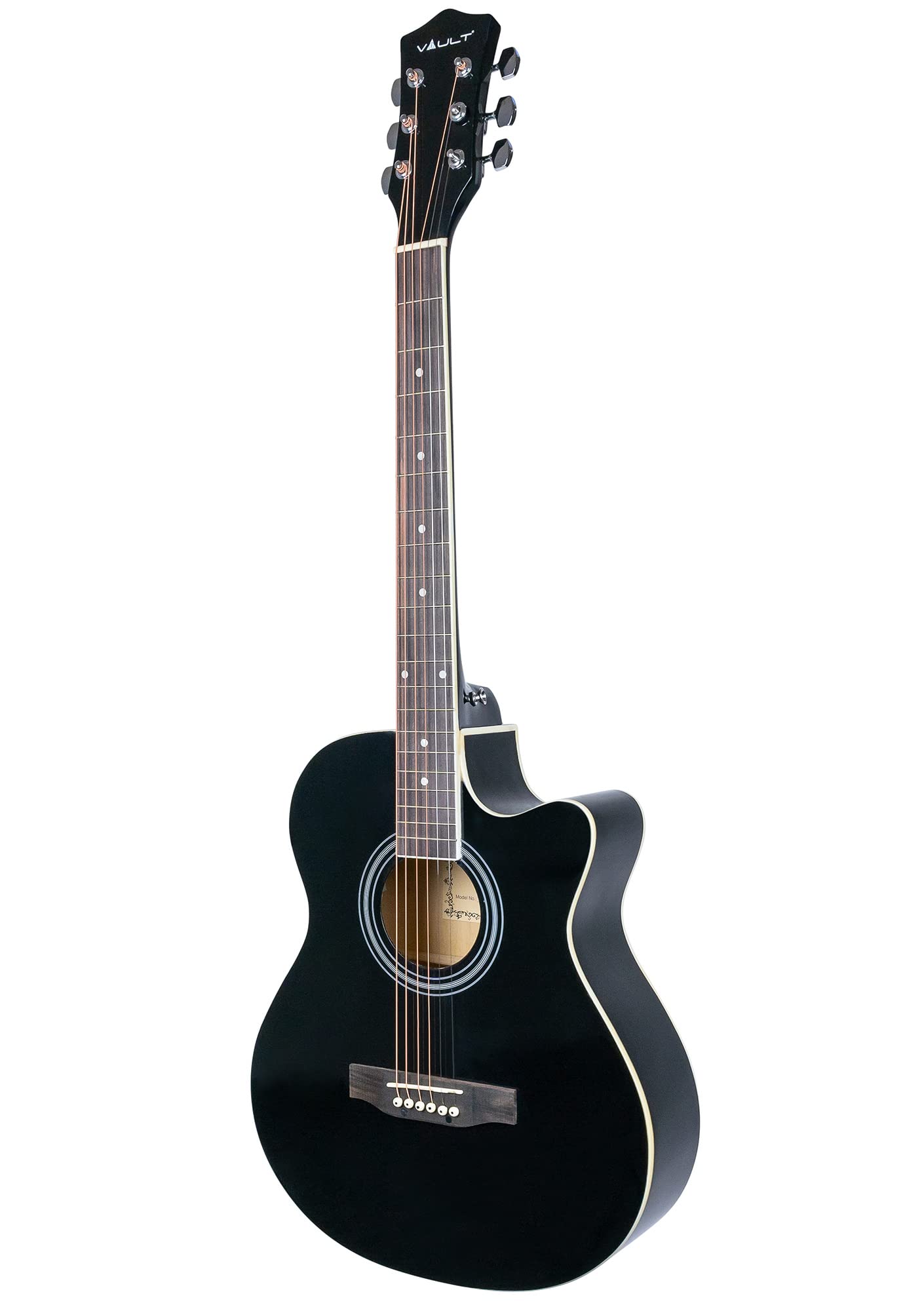 Vault EA-20CE Cutaway Acoustic-Electric Guitar - Black Bundle with Gig Bag, Tuner, Strap, Strings, Instrument Cable, Picks, Austin Bazaar Instructional DVD, and Polishing Cloth
