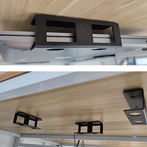 PIAOLGYI Black Under Desk Laptop Holder Mount with Screw,Under Desk Laptop Mount Bracket,Add On Under Table Laptop/Keyboard Storage(3 Pcs)