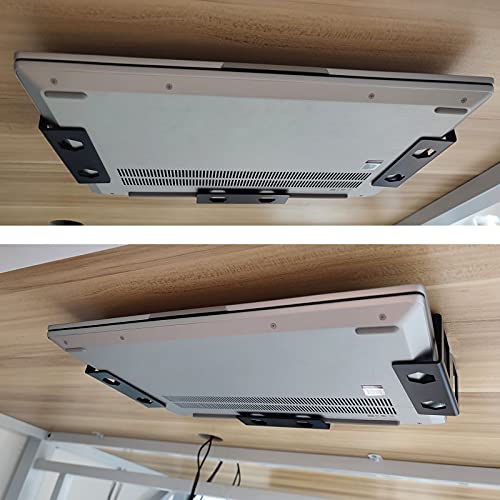 PIAOLGYI Black Under Desk Laptop Holder Mount with Screw,Under Desk Laptop Mount Bracket,Add On Under Table Laptop/Keyboard Storage(3 Pcs)