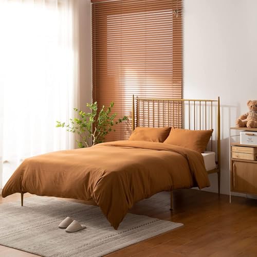 TOCOMOA Duvet Cover Queen Burnt Orange, 100% Microfiber Rust Comforter Cover Set, Ultra Soft 3 Pieces Bedding Set with 1 Duvet Cover and 2 Pillowcases