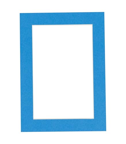 8x12 Mat Bevel Cut for 5.5x8.5 Photos - Acid Free Bay Blue Precut Matboard With Backing Board and Crystal Clear, Self Seal Photo Mat Bag - For Pictures, Photos, Framing - 4-ply Thickness
