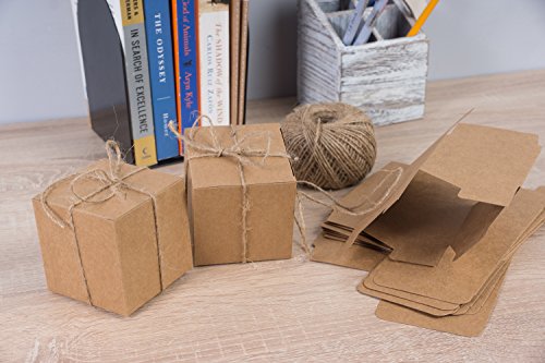 Premium Kraft Gift Boxes 50 Pack 3 x 3 x 3 inches Brown Paper Gift Boxes with Lids for Gifts, Cupcake Boxes and Crafting, Easy Assemble Boxes