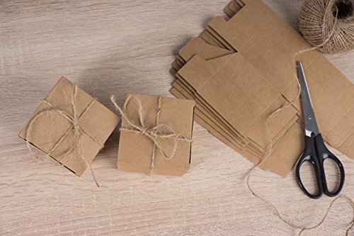 Premium Kraft Gift Boxes 50 Pack 3 x 3 x 3 inches Brown Paper Gift Boxes with Lids for Gifts, Cupcake Boxes and Crafting, Easy Assemble Boxes