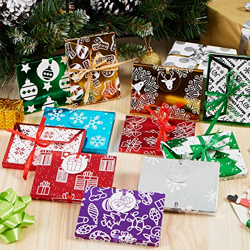 JOYIN 36 PCS Christmas Fancy Foil Gift Card Boxes with Ribbon, Decorative Wrapped Gift Card Holder Boxes (4.5" x 3.25" x 0.4") for Envelopes, Holiday Gift Decor