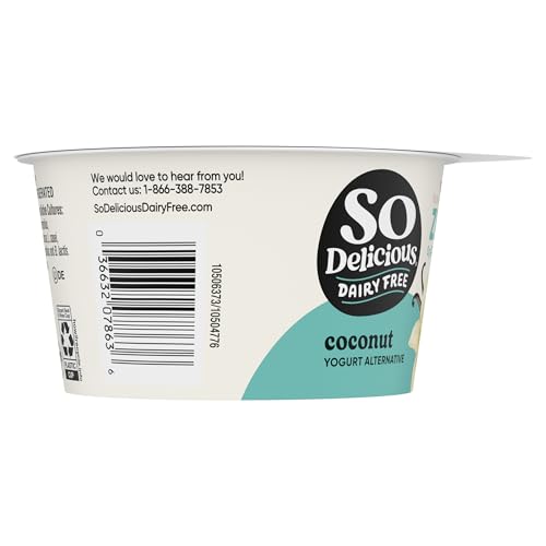 So Delicious Dairy Free Coconut Milk Yogurt Alternative, 0g Added Sugar Vanilla, Vegan, Gluten Free, Non-GMO, Creamy Plant Based Vanilla Yogurt Alternative, 5.3 Oz Container
