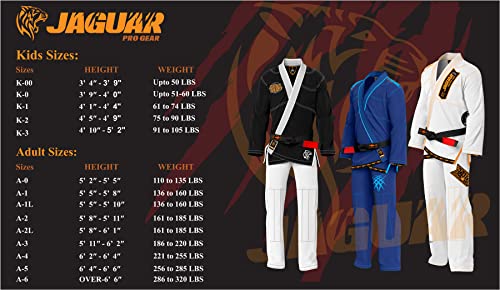 JAGUAR PRO GEAR ORGANO - Pure Organic Cotton Light Weight Kimono Brazilian Jiu Jitsu Gi Unisex (K-0, White)
