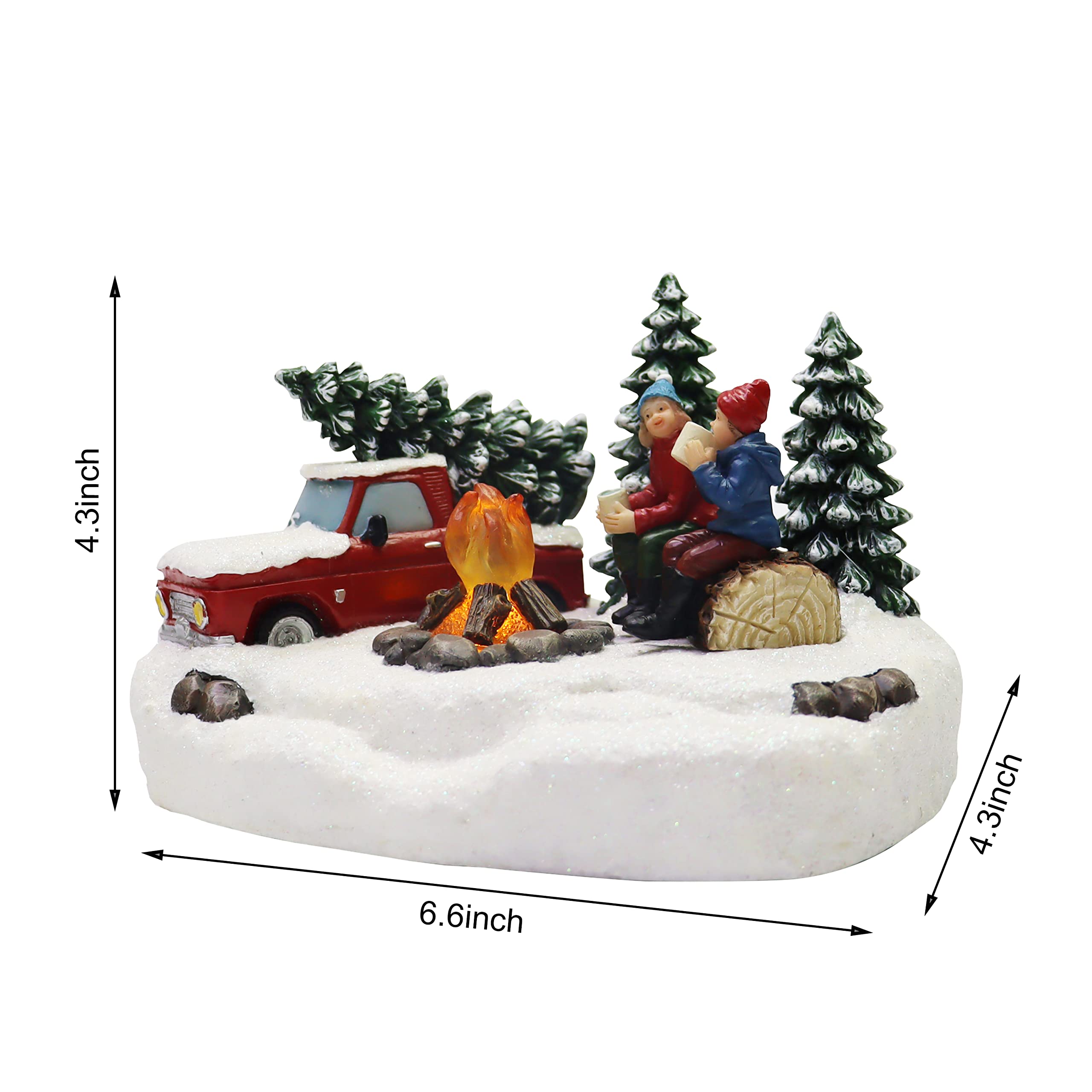 MOMENTS IN TIME Christmas Village Scene, Campfire Scene with LED Lights - Battery Operated (not Included) (4.3" H x 6.6" W x 4.3" D)