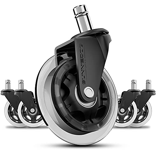 SunnieDog Office Chair Wheels (Set of 5) | Replacement Caster Wheels for Desk, Computer, & Gaming Chairs | Safe for Carpet, Tile & Hardwood Floors