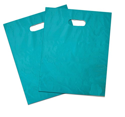 50 12x15 Glossy Teal Blue Plastic Merchandise Bags w/Handles