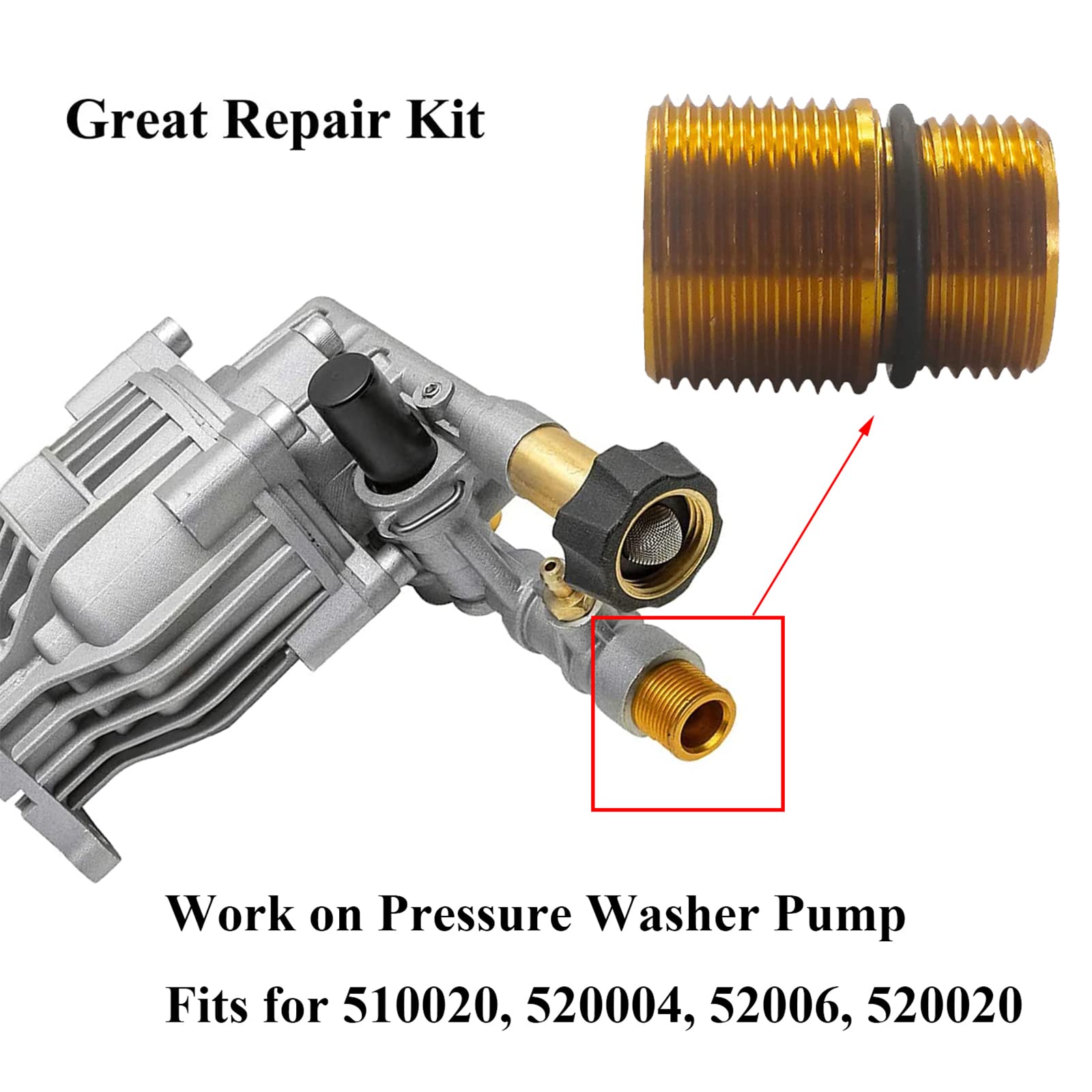 Zeiboat 7110264 Water Oulet Kit for Axial Cam Pressure Washer Pump, Oulet Fitting (Anodized aluminum), 1.5mm Male