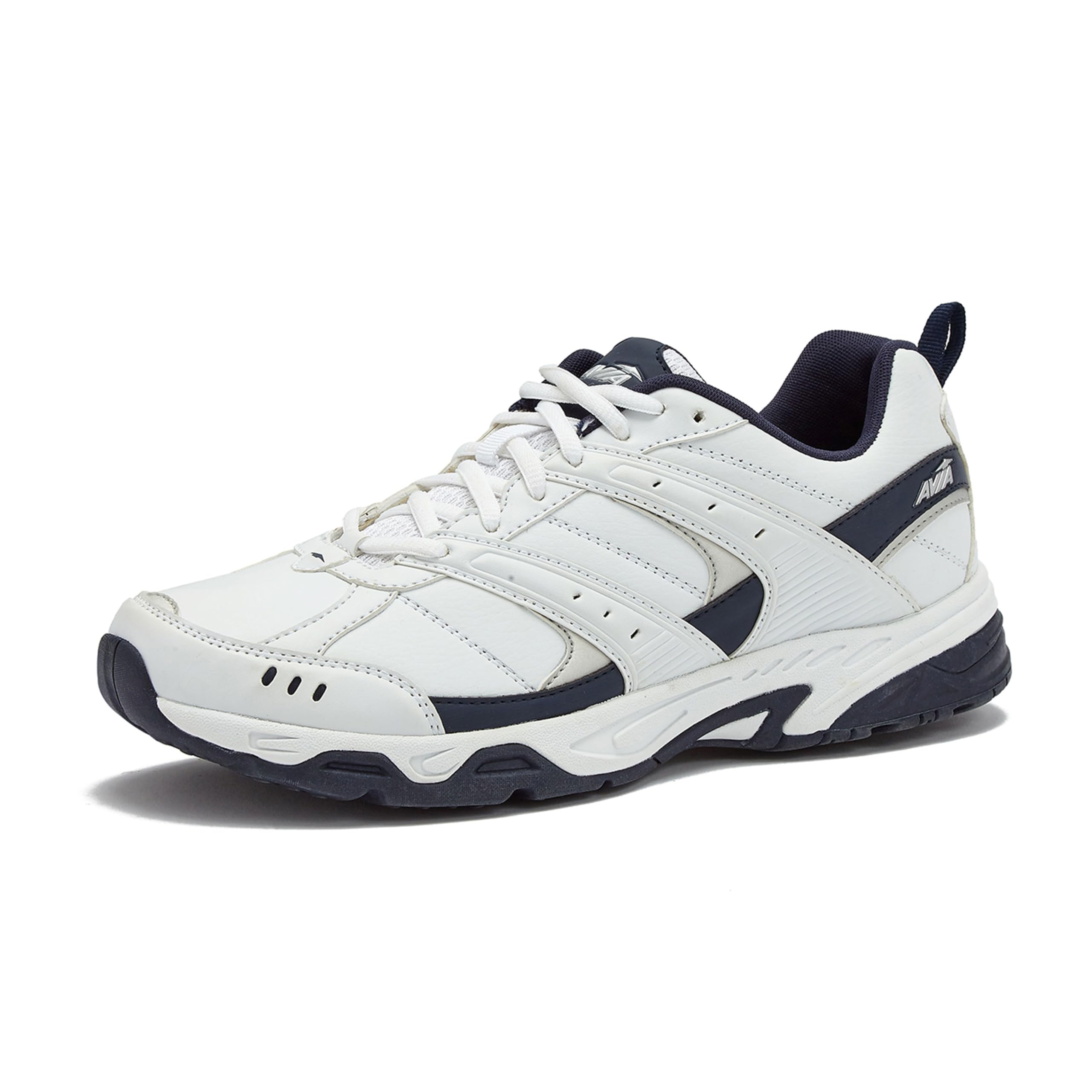 Avia Avi-Verge Mens Sneakers - Cross Trainer Mens Tennis Shoes, Pickleball or Walking Shoes for Men, White/True Navy, 14 Medium