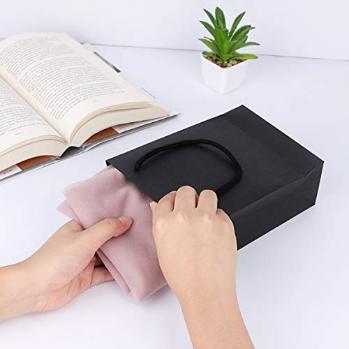 driew Black Bags for Gifts, Small Gift Bags 30 Pack Paper Gift Bags with Cotton Handle Black Gift Bags with Handle 5x2x7.5 inches Small Size