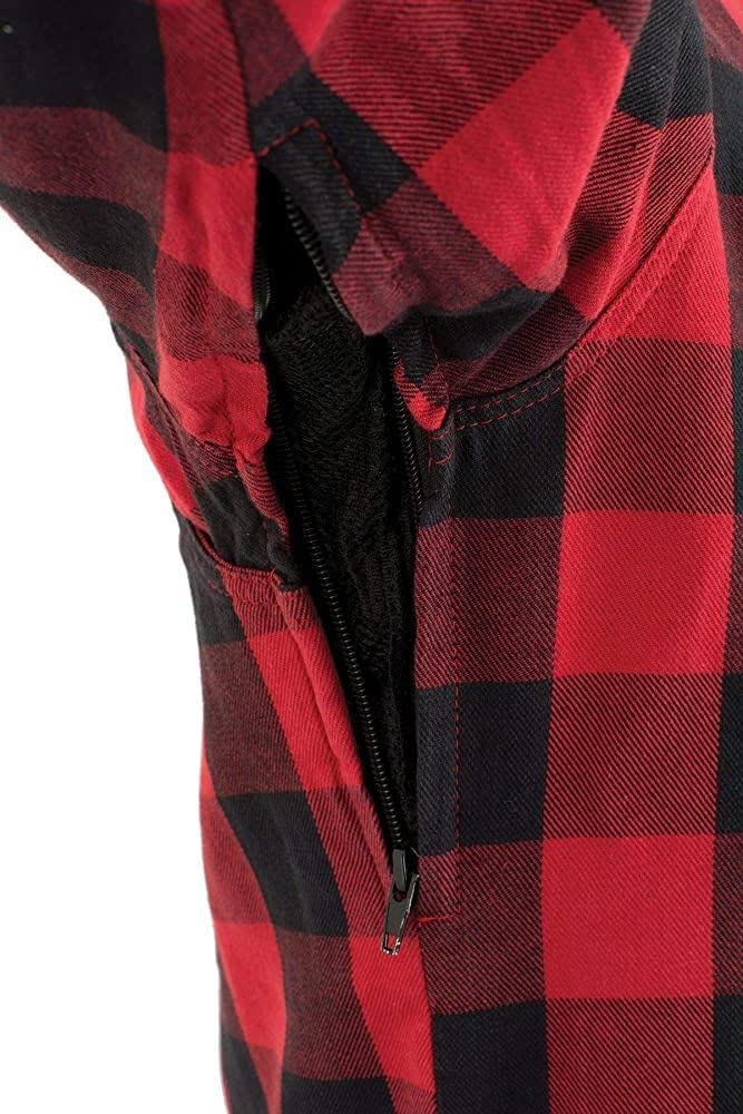 Mens Motorcycle Lightweight Waterproof CE armor Blk/Red Checkered Flannel Riding Jacket Shirt (as1, alpha, xx_l, regular, regular, XX-Large)