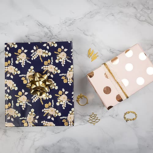 MAYPLUSS Wrapping Paper Roll - Mini Roll - 17 inch X 120 inch Per roll - Pink Polkas Dots, Stripe & Black Floral Design (42.3 sq.ft.ttl)