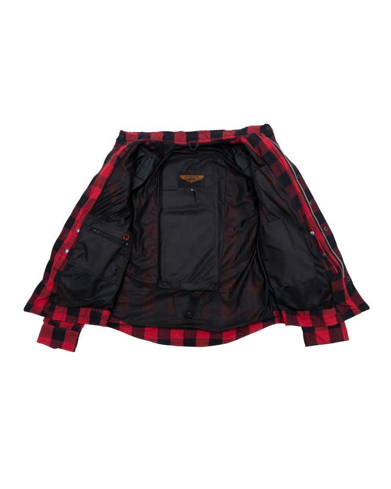 Mens Motorcycle Lightweight Waterproof CE armor Blk/Red Checkered Flannel Riding Jacket Shirt (as1, alpha, xx_l, regular, regular, XX-Large)