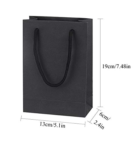 driew Black Bags for Gifts, Small Gift Bags 30 Pack Paper Gift Bags with Cotton Handle Black Gift Bags with Handle 5x2x7.5 inches Small Size
