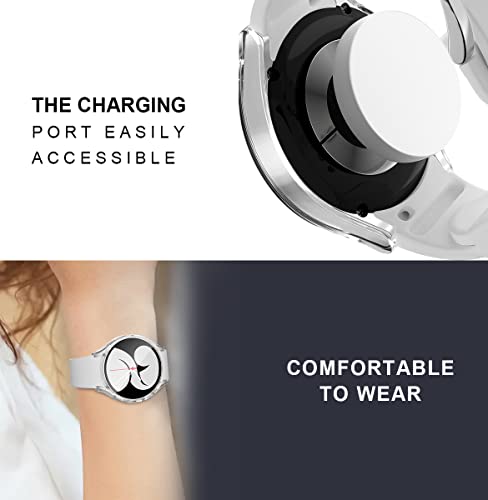 JZK [2+3] Pack Screen Protector for Samsung Galaxy Watch 5/Galaxy Watch 4 40mm, Hard PC Protective Bumper Case + Tempered Glass Screen Protector Film for Galaxy Watch 5/4 40mm Accessories,Clear+Clear