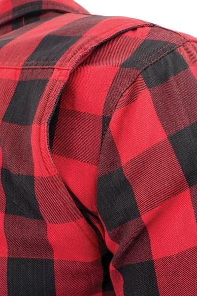 Mens Motorcycle Lightweight Waterproof CE armor Blk/Red Checkered Flannel Riding Jacket Shirt (as1, alpha, xx_l, regular, regular, XX-Large)