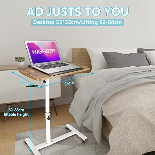 Highger Standing Desk Height Adjustable Laptop Desk, Portable Laptop Cart with Tilt-able Swivel Desktop, Ergonomic Rolling Desk with Wheels for Home Office