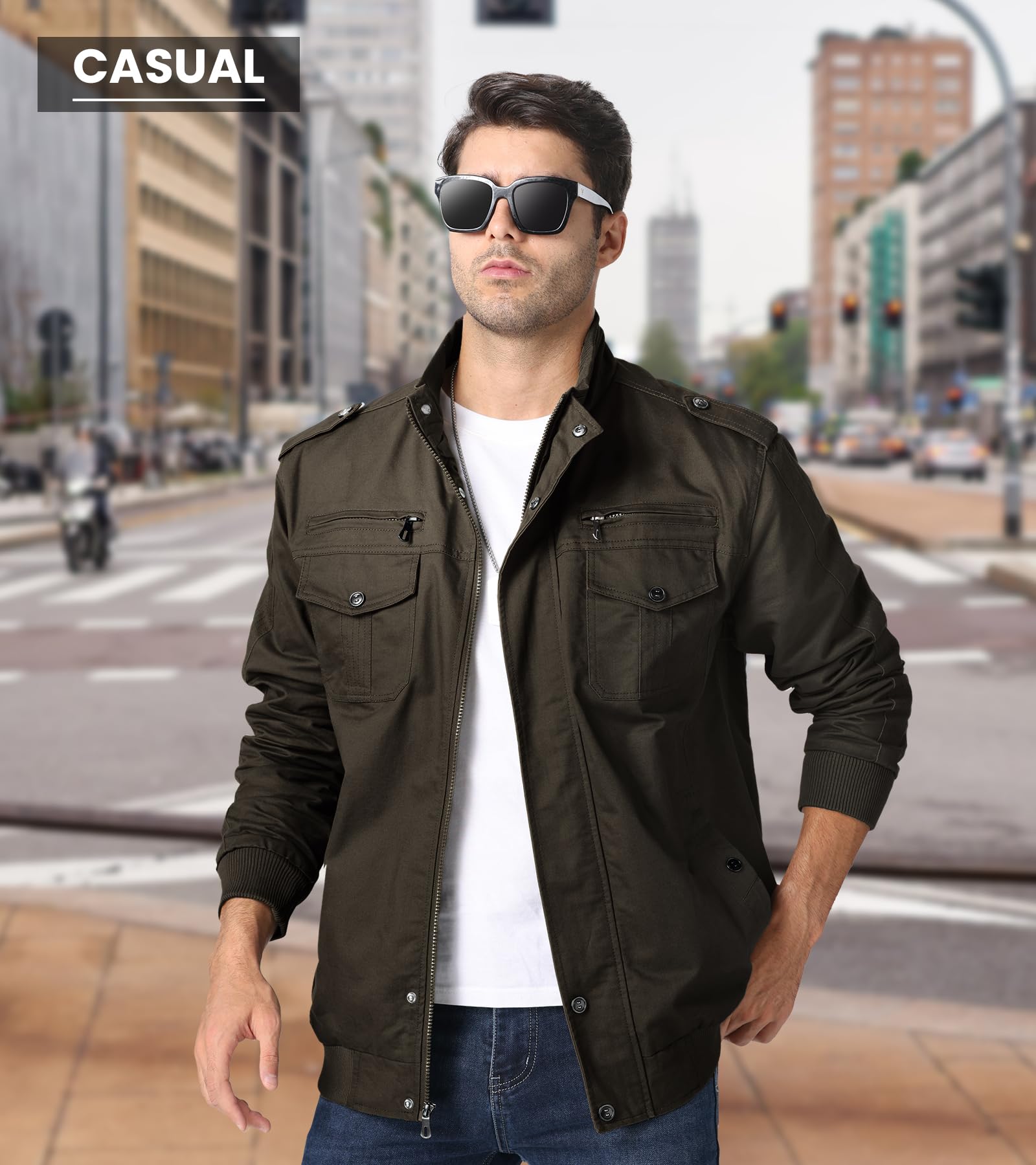 EKLENTSON Men's Casual Winter Cotton Military Jackets Outdoor Coat Windproof Windbreaker Coffee S