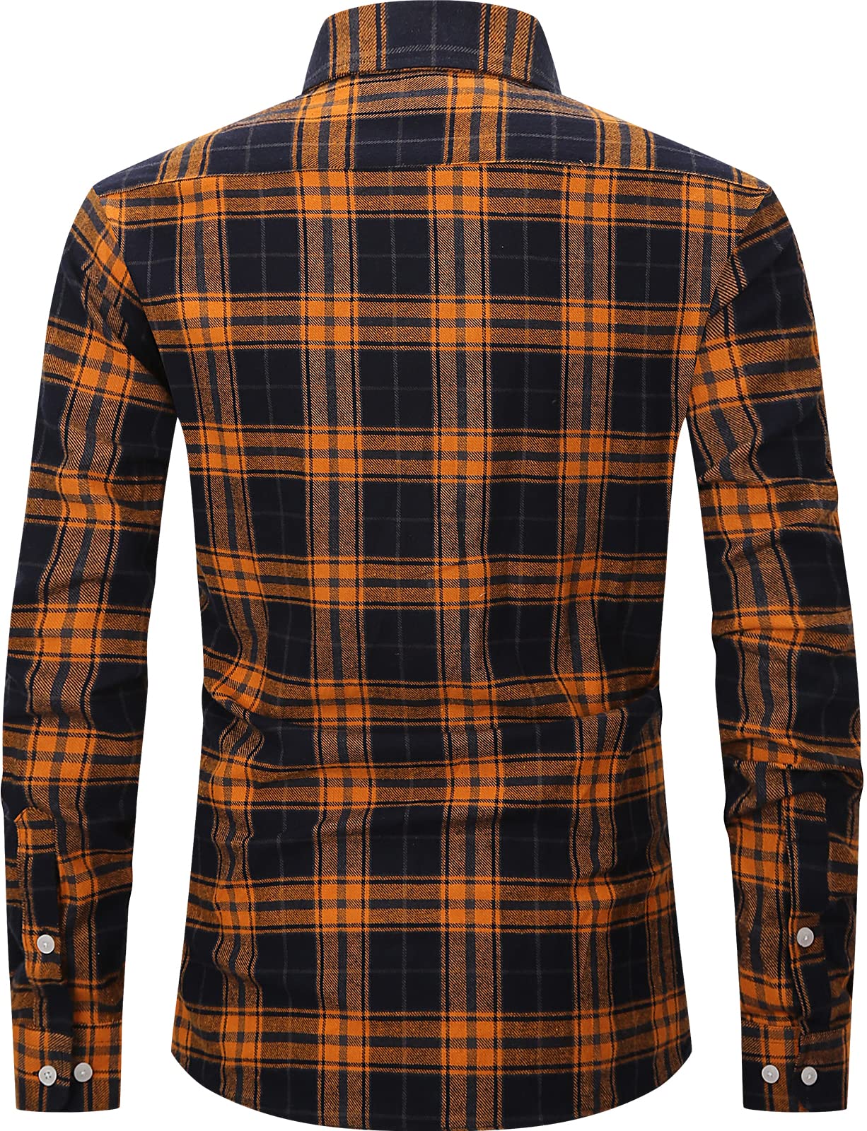 Men's Button Down Plaid Flannel Casual Shirts Brushed Regular Fit Long Sleeve Shirts Yellow Black Plaid Large