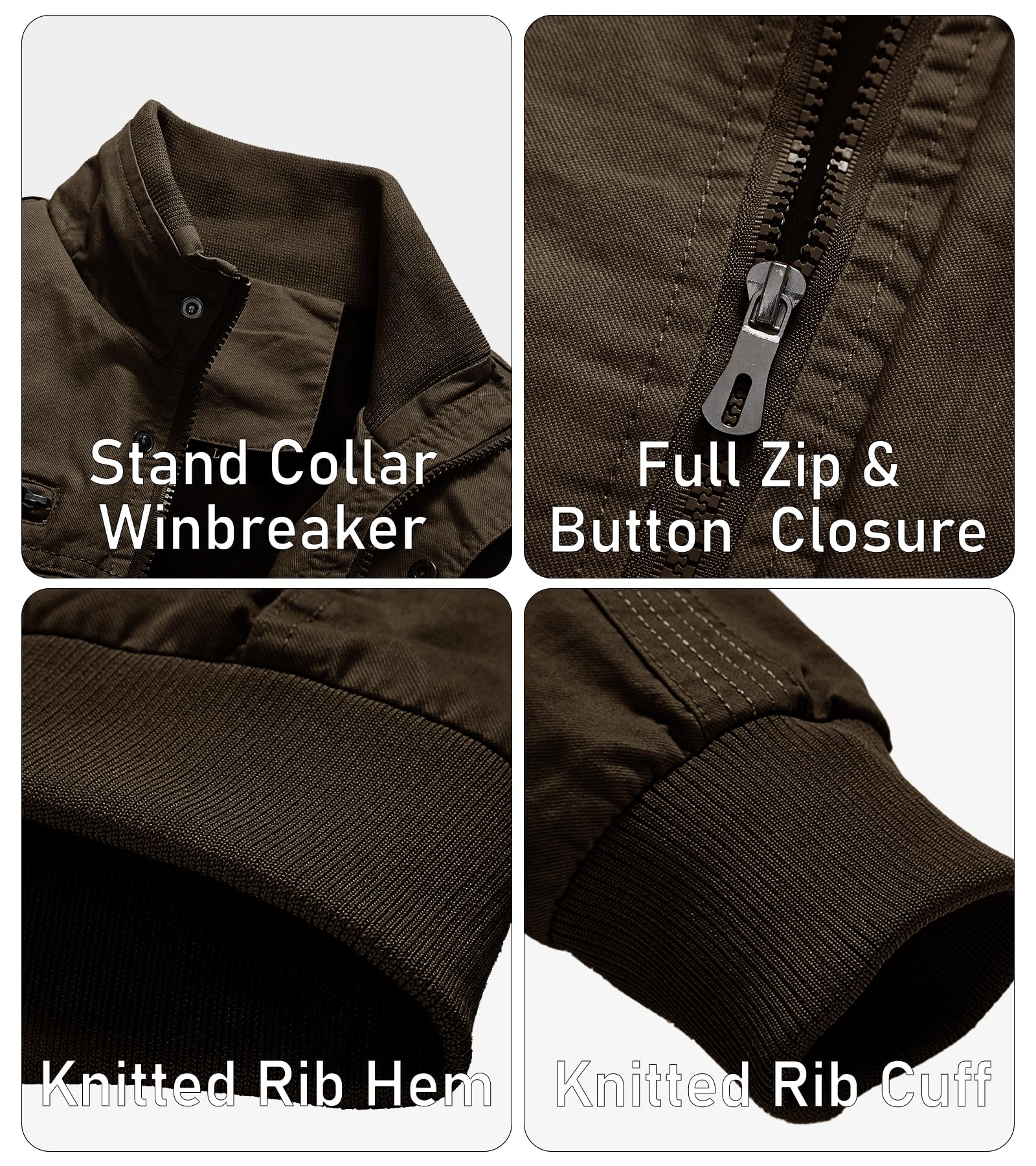 EKLENTSON Men's Casual Winter Cotton Military Jackets Outdoor Coat Windproof Windbreaker Coffee S