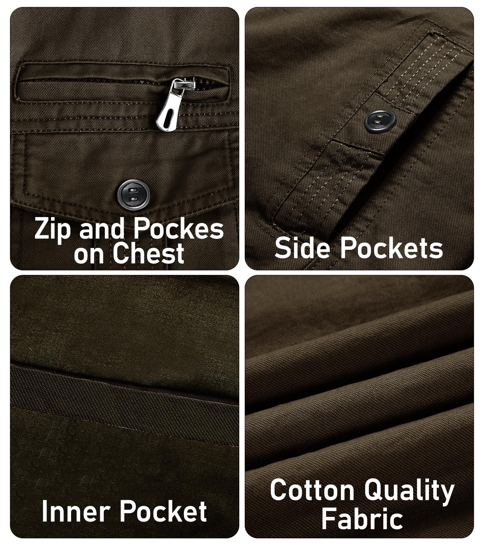 EKLENTSON Men's Casual Winter Cotton Military Jackets Outdoor Coat Windproof Windbreaker Coffee S
