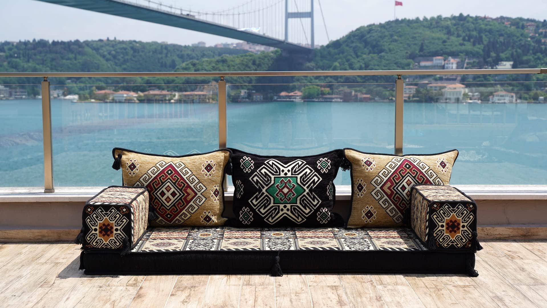 Yellow Arabic Majlis, Arabic Floor Couch, Reading Loveseats, 4" Thickness Floor Seating Set, Moroccan Cushion, Ethnic Floor Cushion (4'' Thickness Sofa)