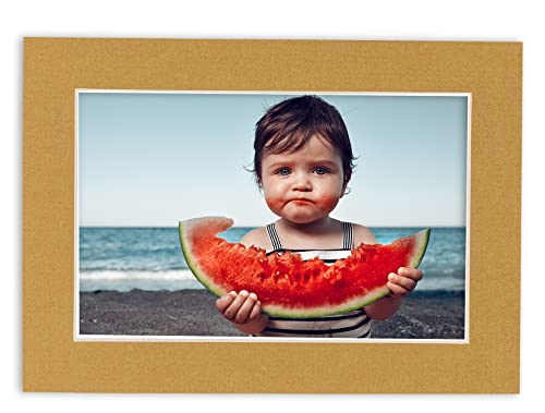 6x10 Mat Bevel Cut for 4x8 Photos - Acid Free Rattan Beige Precut Matboard - For Pictures, Photos, Framing - 4-ply Thickness
