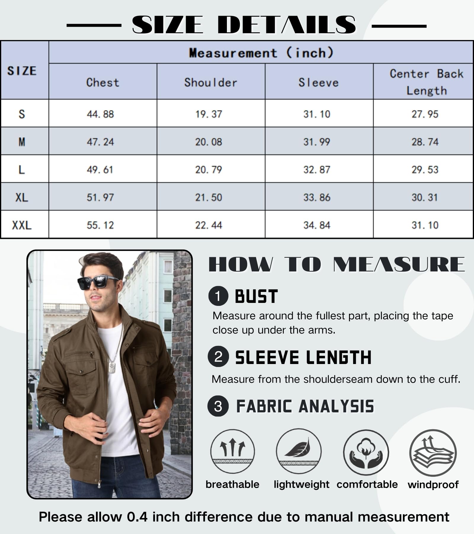 EKLENTSON Men's Casual Winter Cotton Military Jackets Outdoor Coat Windproof Windbreaker Coffee S