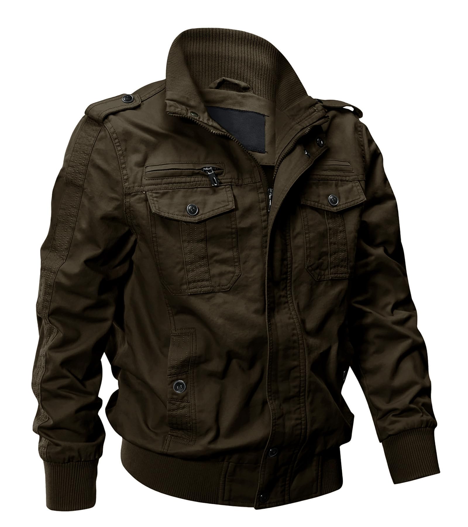 EKLENTSON Men's Casual Winter Cotton Military Jackets Outdoor Coat Windproof Windbreaker Coffee S