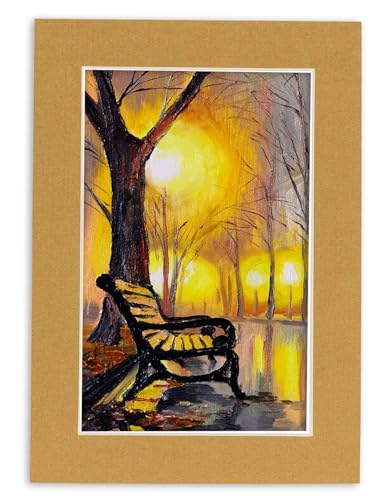 6x10 Mat Bevel Cut for 4x8 Photos - Acid Free Rattan Beige Precut Matboard - For Pictures, Photos, Framing - 4-ply Thickness
