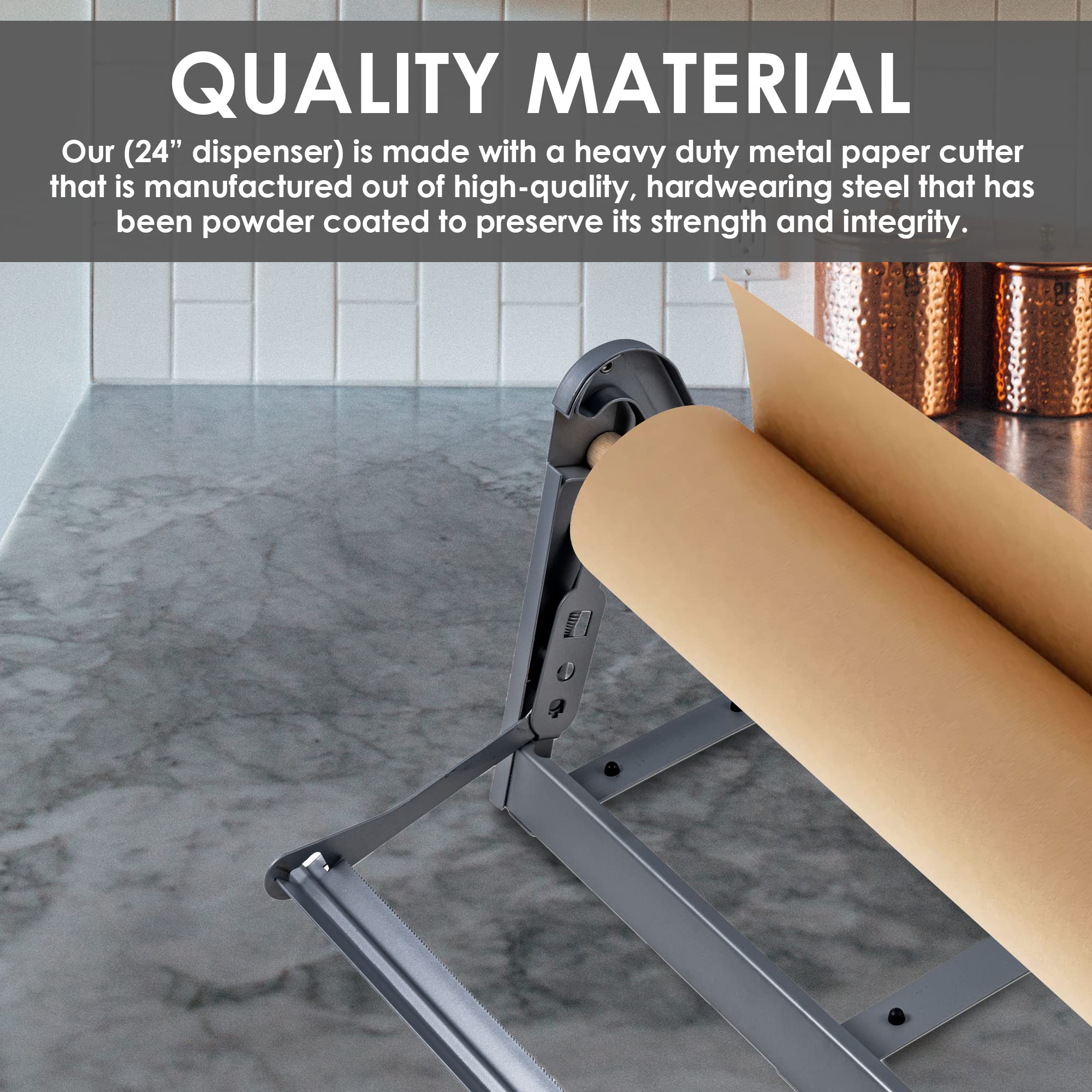 West Palm Brands Paper Roll Cutter, Holder & Dispenser for Butcher Freezer Craft Paper Rolls 24", Great Butcher, Wrapping, Crafting Paper or Vinyl Roll Holder - Free Standing or Wall Mounted