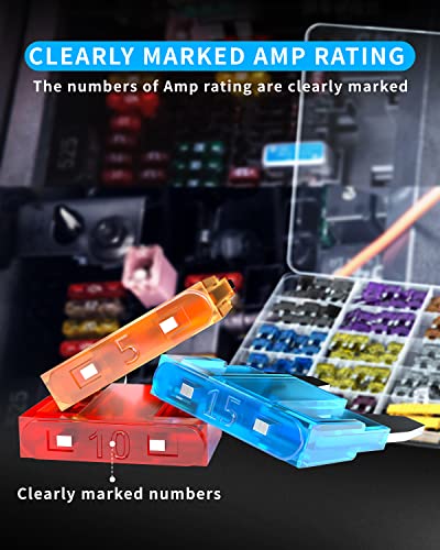Fuses Assortment Kit - 110pcs Standard & Mini Blade Car Fuse, 2A 3A 5A 7.5A 10A 15A 20A 25A 30A 35A 40 Amp Replacement Fuses for Car RV Boat Truck SUV Automotive