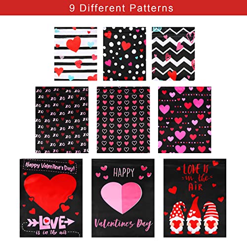 Fovths 9 Pieces Valentine Gift Bags Satin Valentine Gift Bags with Handles Assorted Size Reusable Gift Bag for Weddings, Valentines Day, Party Supplies