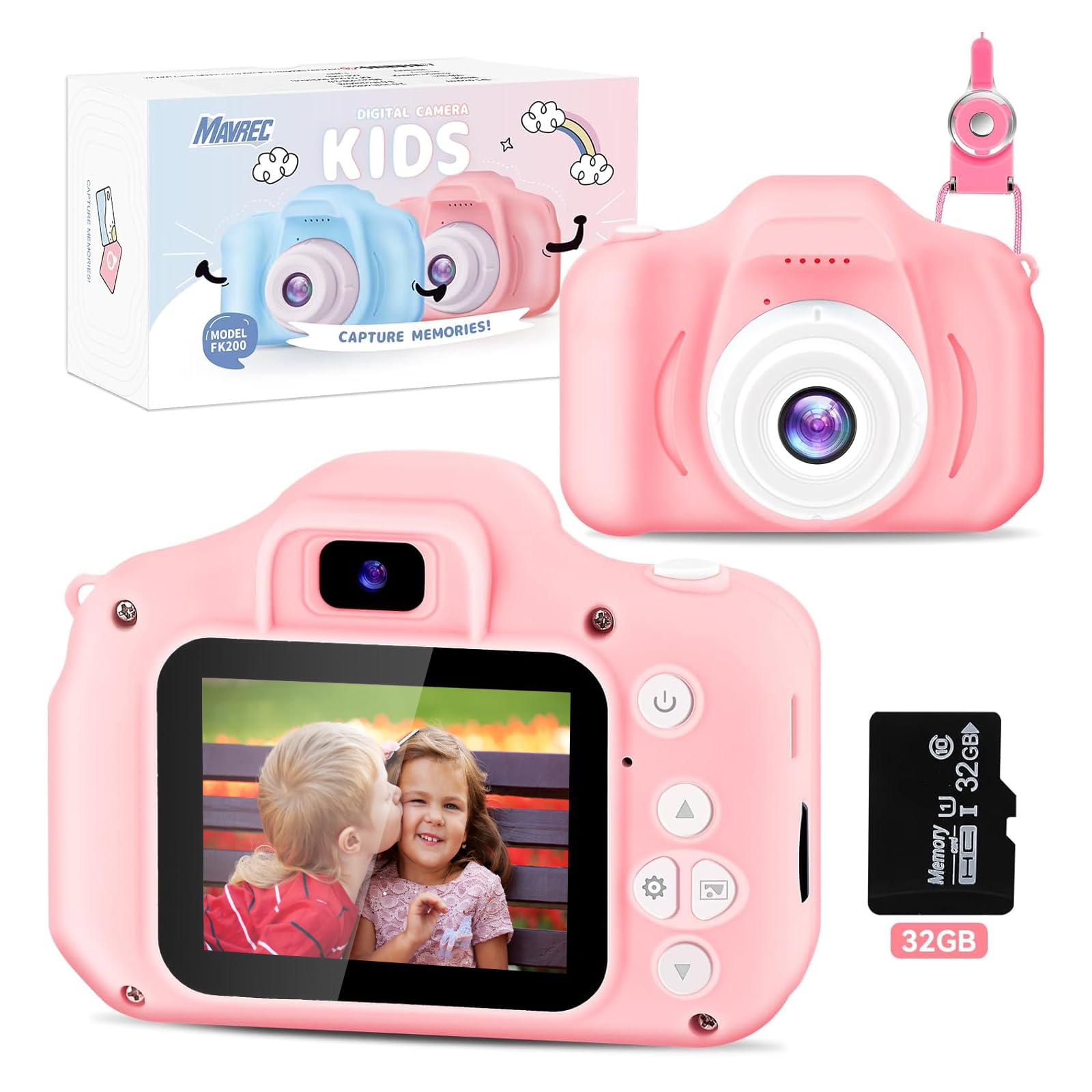 MAVREC Kids Digital Camera Toys for Boys Girls Age 3-9, 1080P HD Selfie Video Cameras for Toddler with 32GB SD Card, Best Easter Birthday Gifts for Boys Girls 3 4 5 6 7 8 9 Year Old Pink